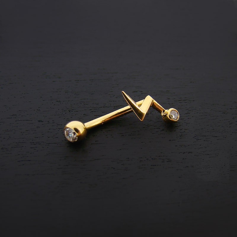 Piercing Arcade Or 14K éclair et Cristaux